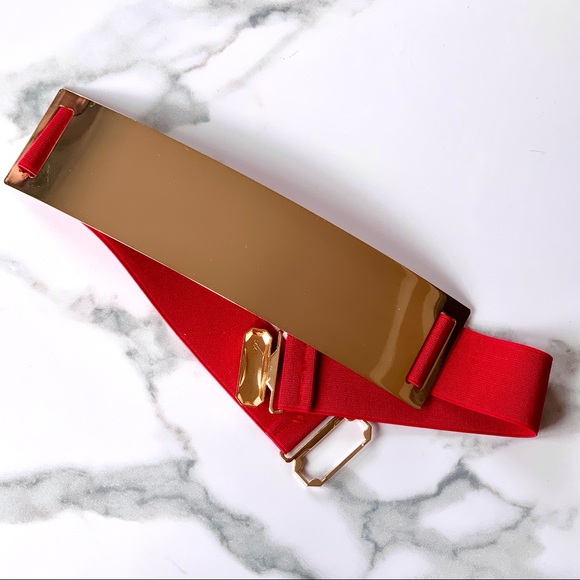 Accessories | Gold Metal Elastic Mirror Golden Metal Waist Belt | Poshmark